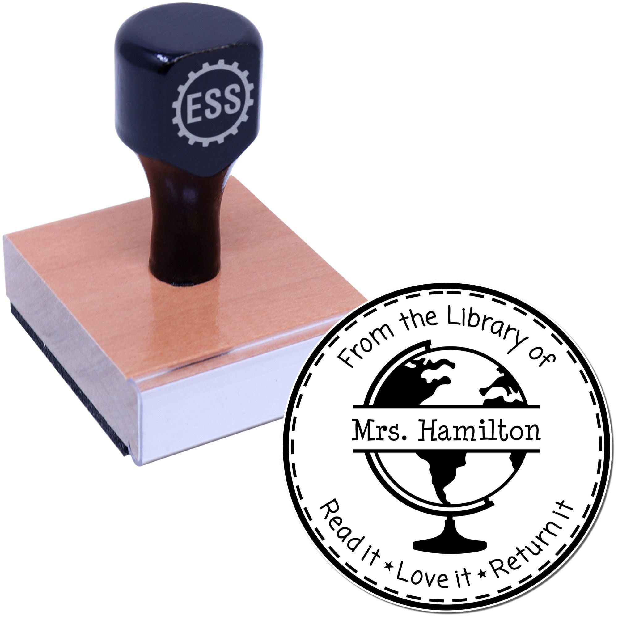 Personalized Teacher Appreciation Stamp | Globe Design Book Return ...