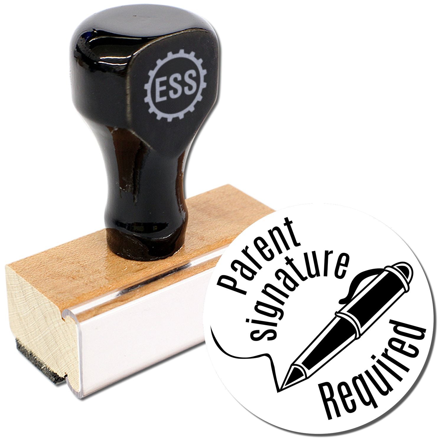 Round Parent Signature Required Rubber Stamp | School Stamps