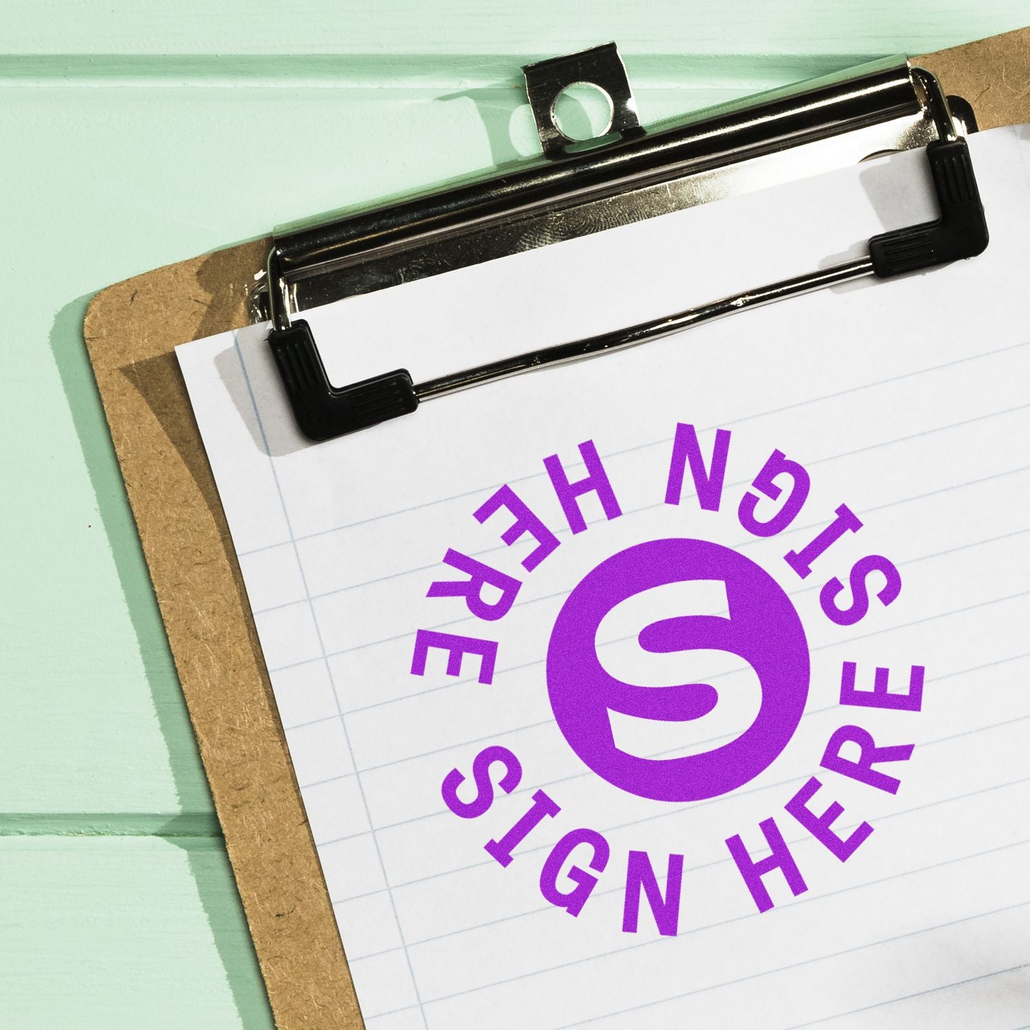 Round Sign Here Sign Here Rubber Stamp | Office Stamps