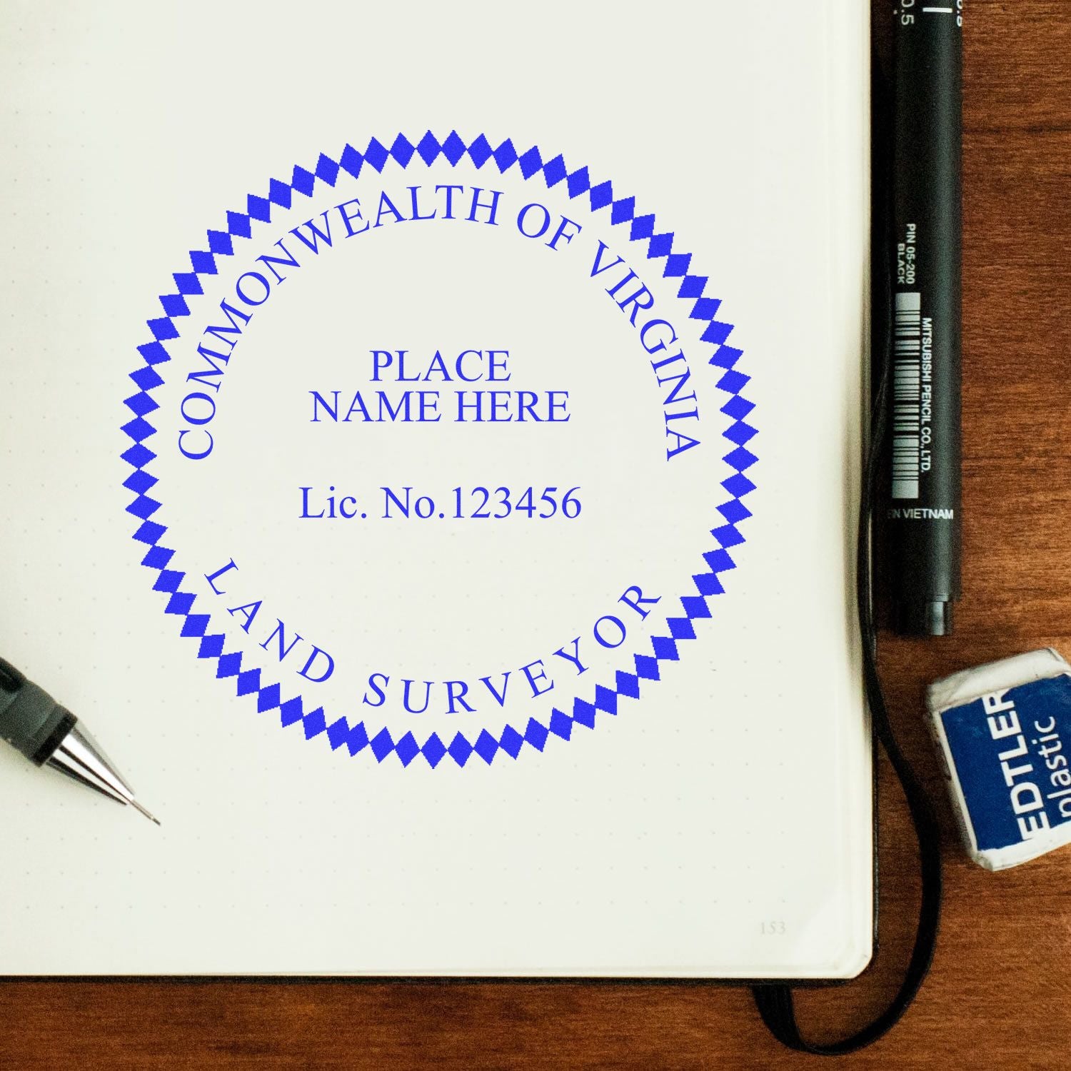 Digital Virginia Land Surveyor Stamp, Electronic Seal for VA Surveyor