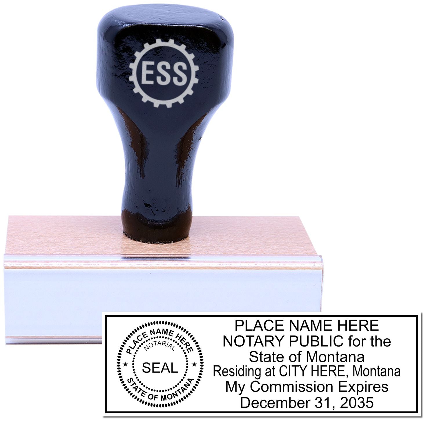 Wooden Handle Montana State Seal Notary Public Stamp | ESS